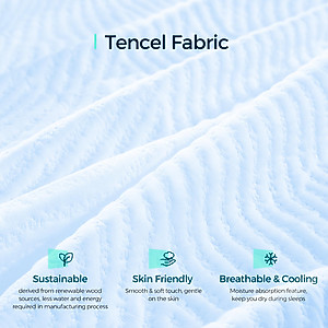 LINSY LIVING Twin Mattress Cover for 3 Inch Mattress Topper Twin, Cover Only, Cooling Tencel Fabric, Machine Washable, Zippered Design, Adjustable Elastic Straps, White