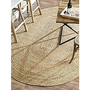 Reversible Jute Rug 4' x 6' - Natural Fibers Woven Braided Runner Rugs Carpet Oval