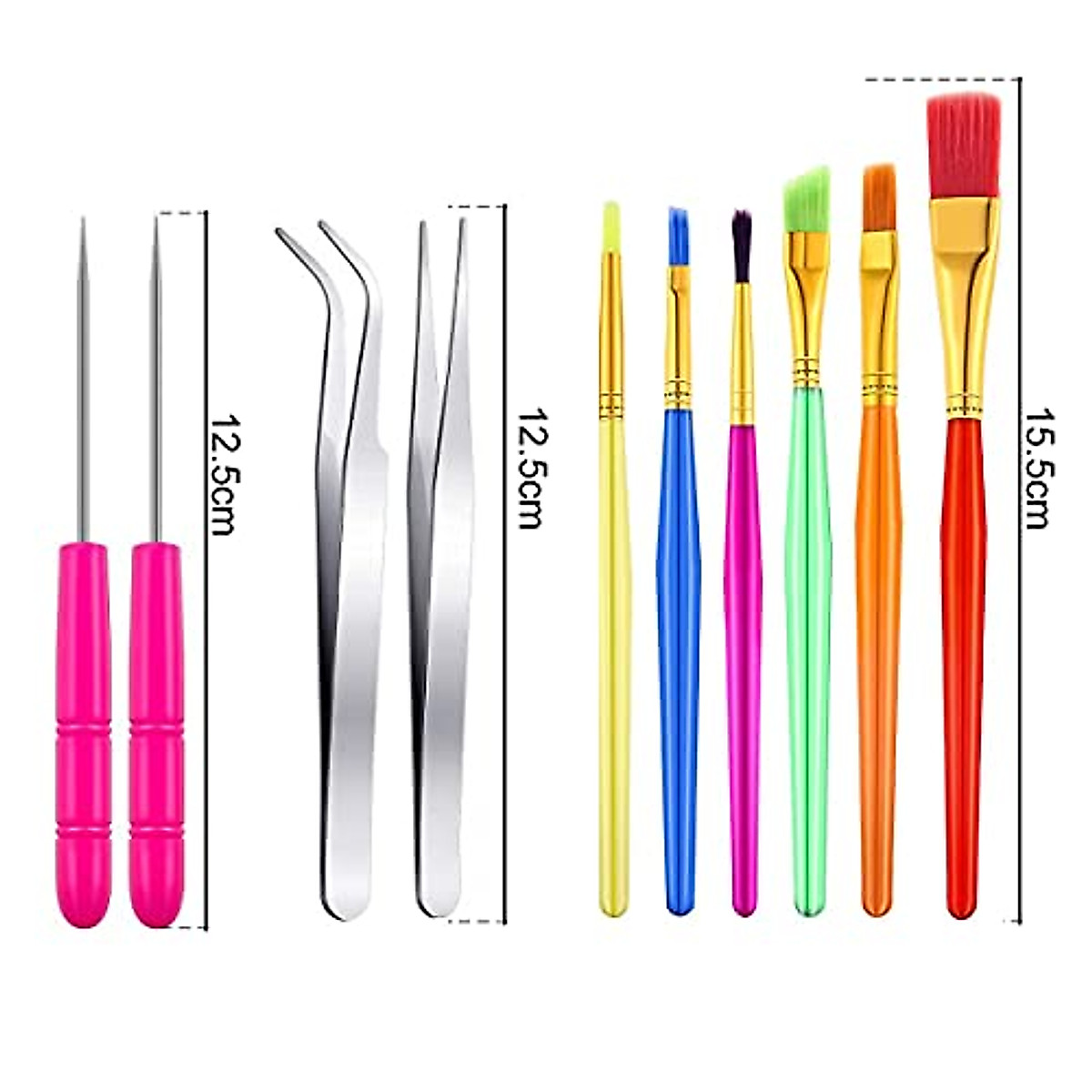 16PCS Cookie Decorating Kit Supplies Including 1 Acrylic Cookie Turntable, 6 Cookie Scribe Needle, 6 Cookie Decoration Brushes, 2 Tweezers and 1 Anti-Slip Silicone Mat (A)