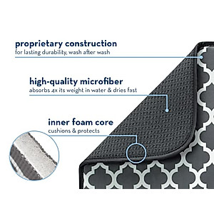 S&T INC. Absorbent, Reversible XL Microfiber Dish Drying Mat for Kitchen, 18 Inch x 24 Inch, Marble