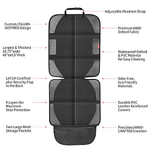 LUILANC Car Seat Protector with Thickest Padding,Waterproof 600D Fabric Child Baby Seat Protector with Storage Pockets,Non-Slip Pets Cover Leather Reinforced Vehicle Seat 2 Pack