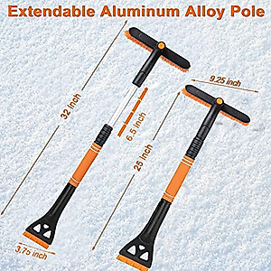 Michael Doss Snow Brush and Ice Scraper, Scrapers for Car Windshield Supports 360 Degree Rotation,Extendable Car, Scraper & with Foam Grip, Dont Scratch The Paint black