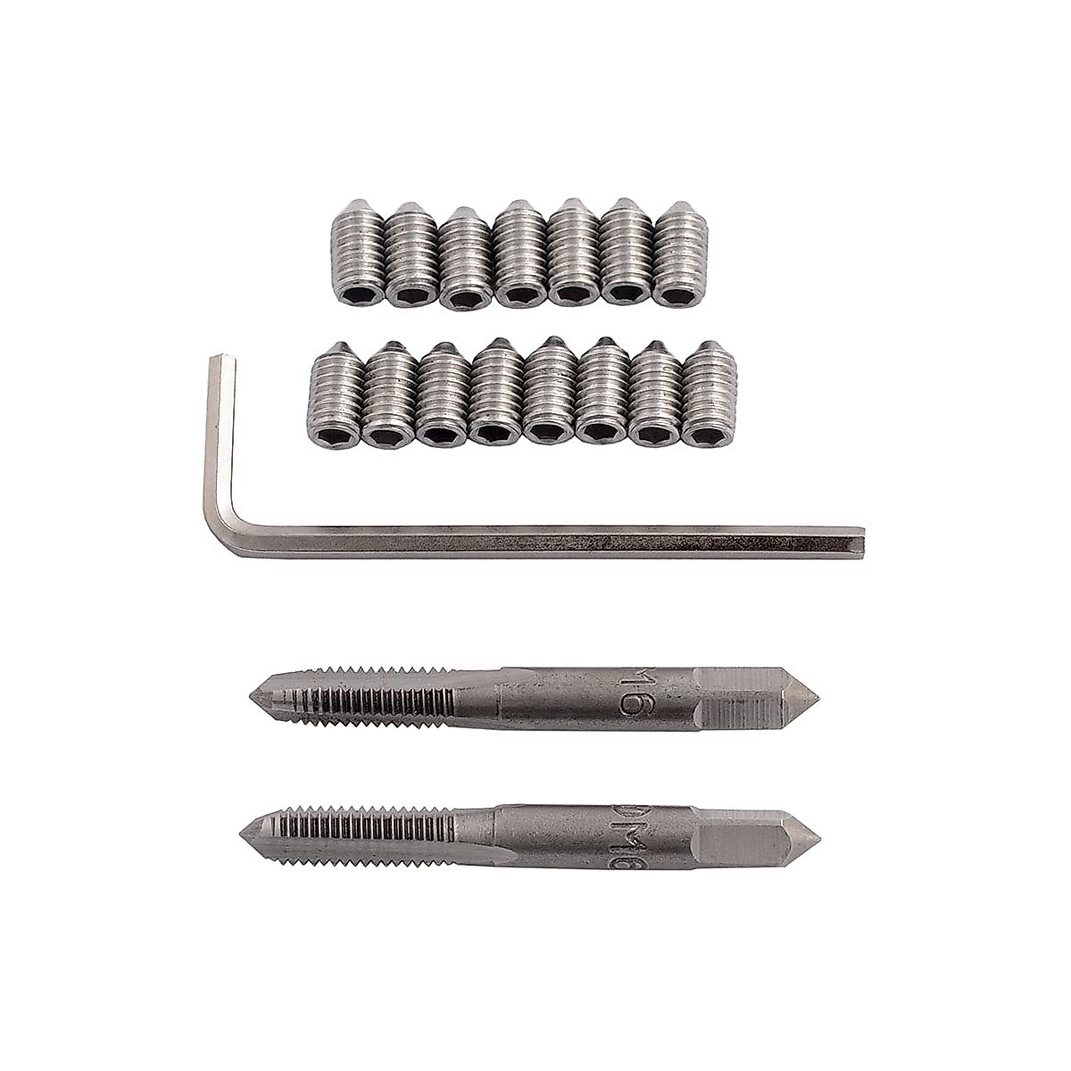 TERNENCE Chastity Cage Device Accessories M6x11mm Stainless Steel Cone Point Hexagon Socket Grub Screws 15pcs and 6mm X 1 Taper and Plug Tap Hand Thread M6 X 1mm Pitch 2pcs (M6)