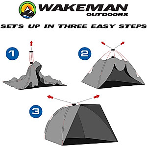 Pop Up Beach Tent Sun Shelter for Shade with UV Protection, Water and Wind Resistant, Instant Set Up and Carry Bag by Wakeman Outdoors, Navy, 55" x 87" (153133NYX)