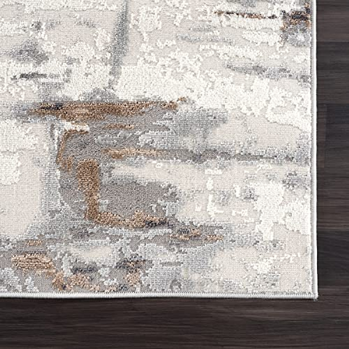 Abani Rugs 6' x 9' Contemporary Grey Paint Strokes Premium Area Rug - No-Shedding Modern Marble Design Dining Room Under Table Rug