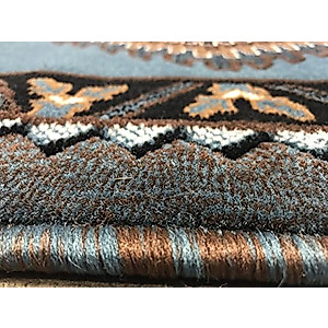 Kingdom Southwest Native American Runner Area Rug Blue & Brown Design D143 (2 Feet X 7 Feet)