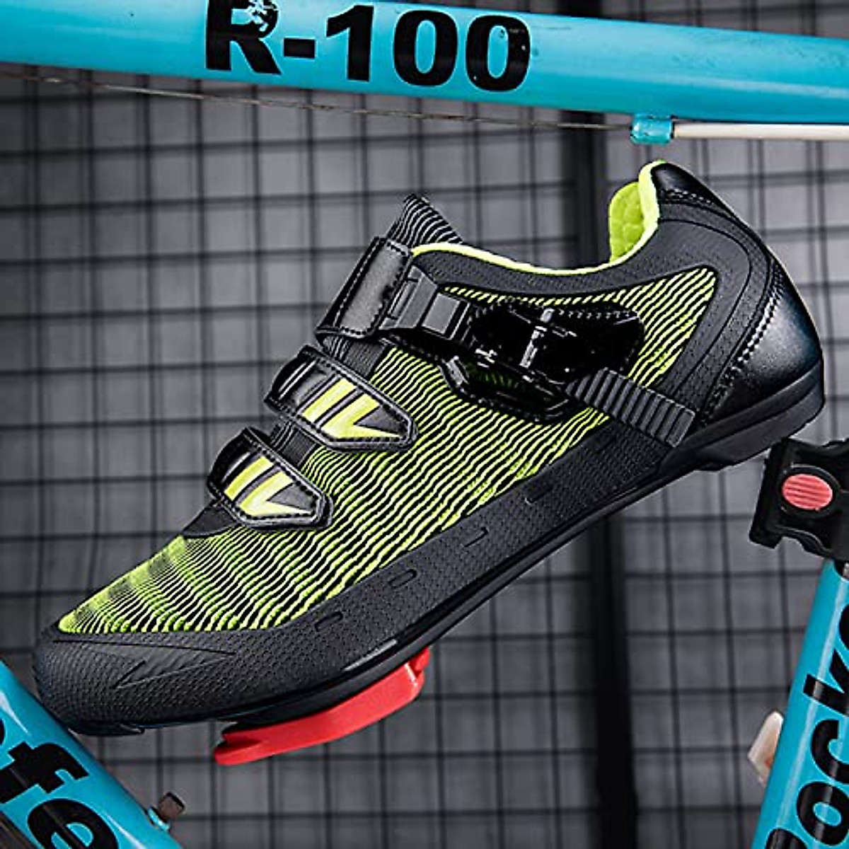 SDEQA Men's Cycling Shoes for Women Road Bikes MTB Shoes Compatible with Peloton SPD ARC Look Delta Cleats Indoor/Outdoor Compatible with Peloton Shoes,Green,10.5