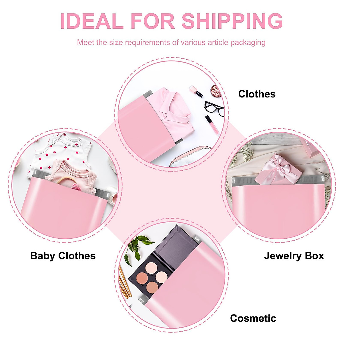 Metronic Poly Mailers 10X13 100 Pack, Strong Adhesive Shipping Envelopes for Clothing, Medium Shipping Bags for Small Businesses, Waterproof Mailers Poly Bags for Shipping, Packages Bags Sakura Pink