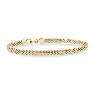 Miabella 18K Gold Over Sterling Silver Italian 4mm Mesh Link Chain Bracelet for Women 925 Italy (7.0 Inches)