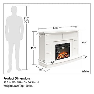 Ameriwood Home Barrow Creek Mantel with Fireplace, White
