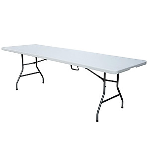 Plastic Development Group Outdoor and Indoor Use 8 Foot Plastic Half Folding Banquet, Kitchen, Dining, and Card Table, White