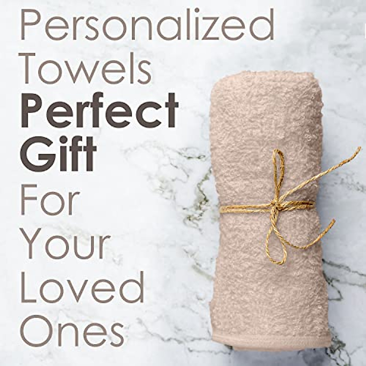 Personalized Towels Set - 3 Pack Super Soft & Absorbent Turkish Cotton Towels for Bathroom, Spa, Gym, Pool and Hotels - Includes 1 Bath Towel, 1 Hand Towel, 1 Washcloth - Lavender Towel Set