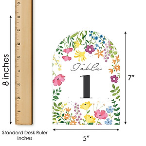 Big Dot of Happiness Wildflowers Bride - Boho Floral Bridal Shower and Wedding Party Double-Sided 5 x 7 inches Cards - Table Numbers - 1-20