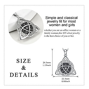 YAFEINI Celtic Necklace for Women Viking Jewelry for Women Irish Triangle Trinity Knot Necklace 925 Sterling Silver Witch Knot Necklace Amulet Protection Jewelry