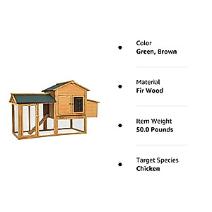 66 Inch Wood Chicken Coop Chicken House Indoor Outdoor Chicken Cage 2-4 Chickens Waterproof with Egg Box Wire Fence Hen House Pet Hutch Garden Backyard Cage