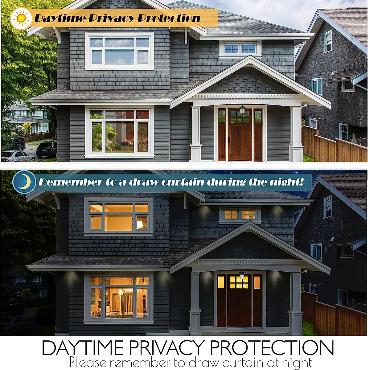 HIDBEA One Way Window Film Non-Adhesive, Heat Control Sun Blocking Daytime Privacy Glass Films, Reflective Self Static Cling Mirror Window Tint for Home (Silver, 35.4 Inch x 16.4 Feet)