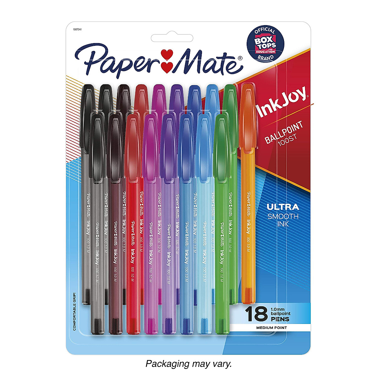 Paper Mate InkJoy 100ST Ballpoint Pens, Medium Point (1.0mm), Assorted, 18 Count
