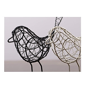 Yardwe Metal Iron Wire Bird Figurines Creative Animal Collectible Statue Sculpture Desktop Ornament for Home Office Garden Decoration (Black)