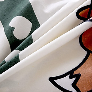 Hecnoey Kids Bed Fitted Sheets and Pillowcases Set,Soft Twin Size Sheet for Boys Girls,Cute Animals Printed Mattress Sheets Cover for Teens (Green(Panda), Twin)