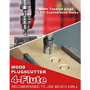 EZARC Countersink Drill Bit Set, 15 PCS Tapered Drill Bits Counter Sink Drill Bit with 2PCS Wood Plug Cutter 1/4" Hex Shank Quick Change for Woodworking with Storage Box