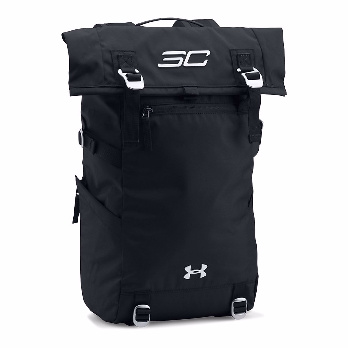 Under Armour unisex-adult SC30 Signature Rolltop Backpack , Black (001)/Silver ,One Size Fits All