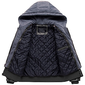 CREATMO US Boy Faux Leather Jacket Motorcycle Jacket Winter Jacket Zipper Flight Pleather Jacket Black 14/16