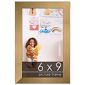 6x9 Frame Gold Bronze Wood Picture Frame - UV Acrylic, Foam Board Backing, & Hanging Hardware Included!