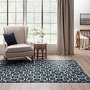 Mohawk Home Soho Marjorelle Gardens Floral Printed Area Rug, 5'x8', Blue