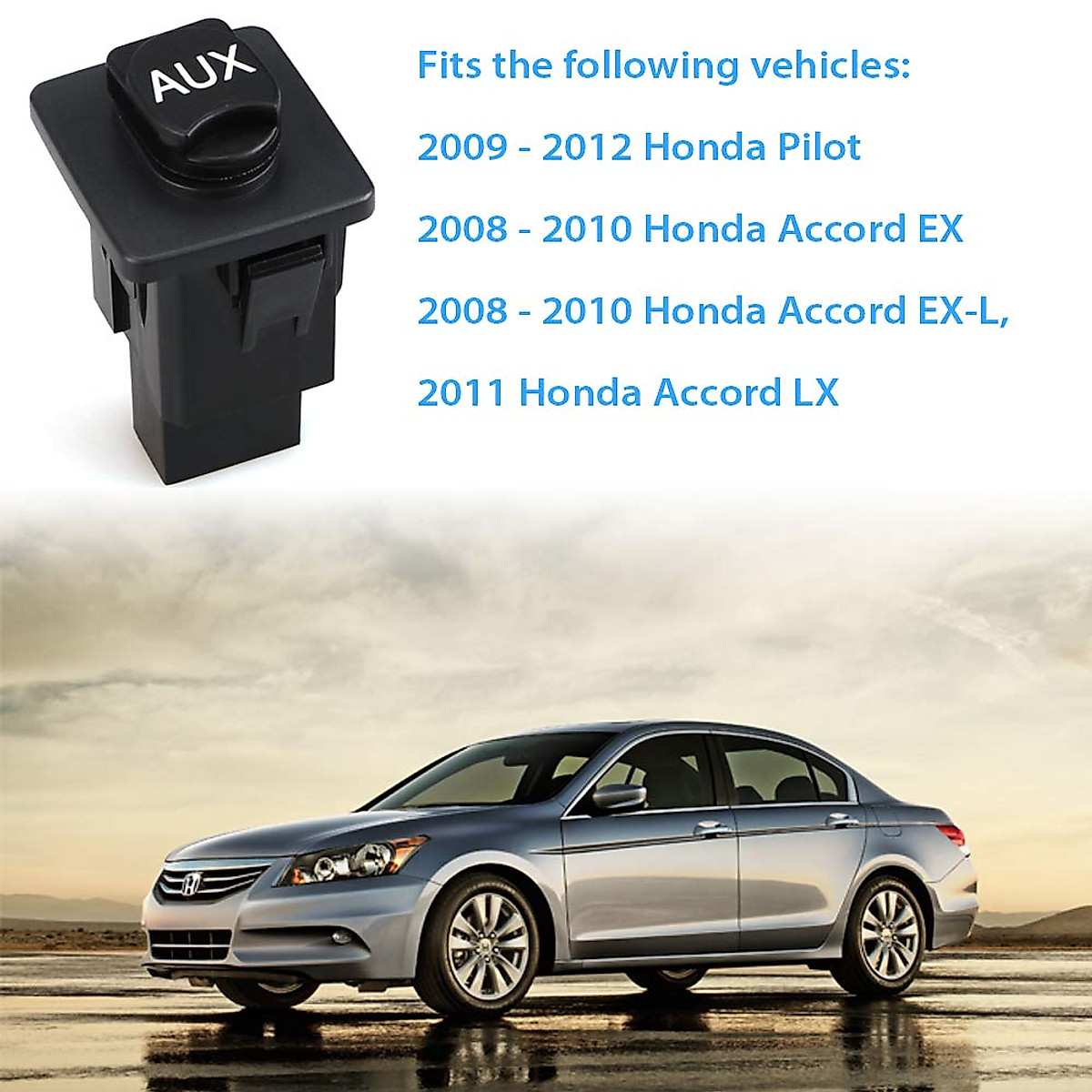 Aux Port Replacement, Auxiliary Input Jack Assembly 39112-TA0-A01 for 2009-2012 Honda Pilot, 2008-2010 Honda Accord EX, EX-L, 2011 Honda Accord LX