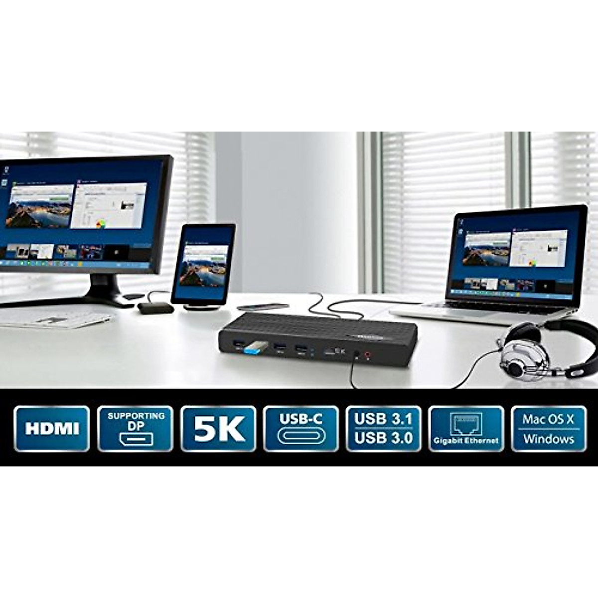 Diamond Multimedia (DS6950) Ultra Dock 5K/4K USB Type-C, Type-A Docking Station and Compatible with Thunderbolt 3 Laptops/Desktop PC’s