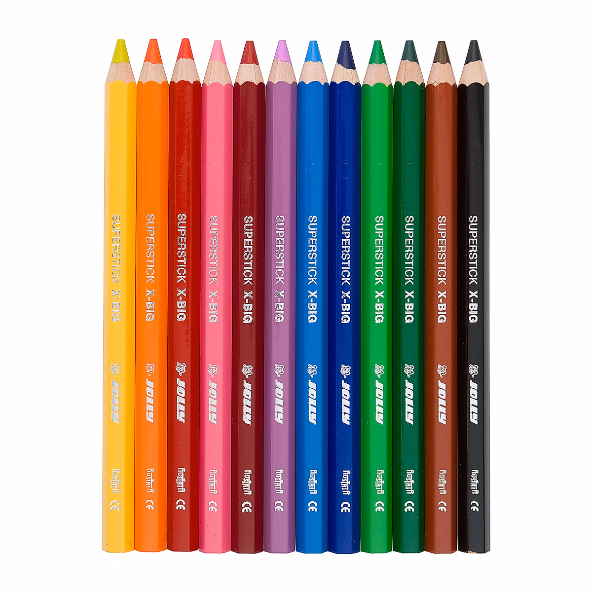 JOLLY X-Big Jumbo Colored Pencils; Set of 12, Perfect for Special Needs, Art Therapy, Pre-School and Early Learners, Multicolor (3099-0001)