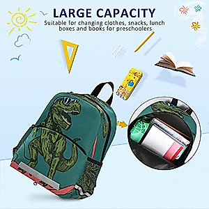Kids Backpack Skateboard Tyrannosaurus Dinosaur Kindergarten School Bag for Toddler Girls Boys One Size