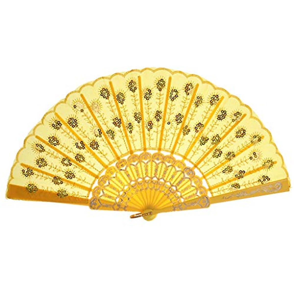 Xiaofeng214 Best Chinese Style Dance Wedding Party Lace Silk Folding Hand Held Flower Fan new330 (Color : White)