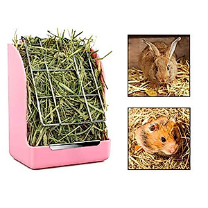 DishyKooker 1pcs White Hay Feeder Hay Rack Rabbit Grass and Food Double Use Rabbit Feeder Hay Food Bin Feeder Non-Toxic BPA Free Ideal Hay Feeder for Guinea Pigs, Chinchillas and Hamsters