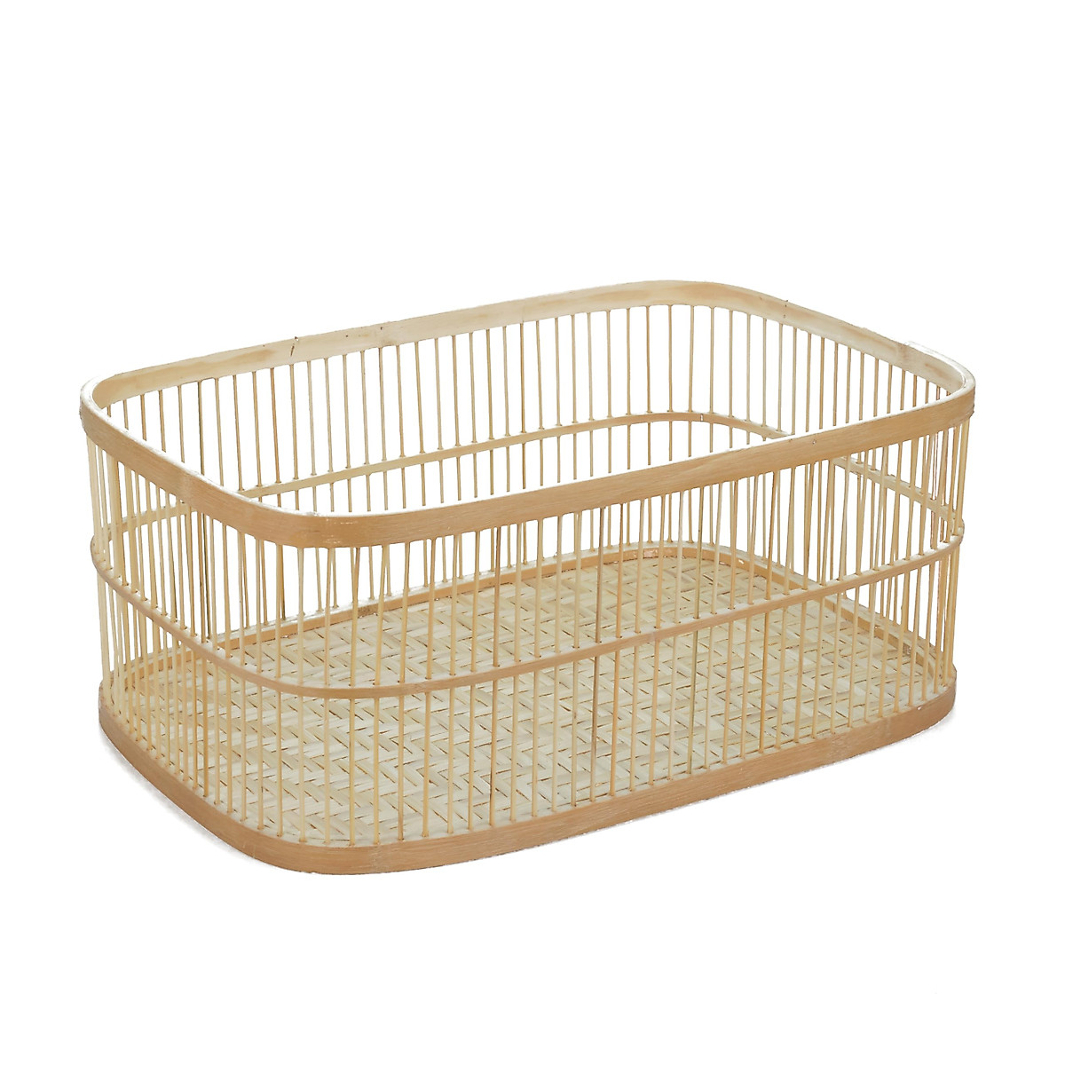 PEMAR Set of 3 Nesting Bamboo Storage Baskets, Decorative Organization Basket, Farmhouse Basket Bins, Rustic Boho Wicker Basket Organiser for Living Room, Bedroom, Pantry Decor