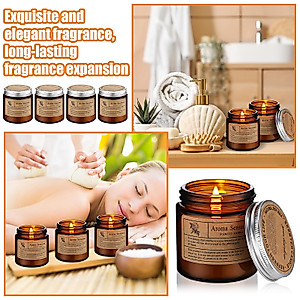 Threlaco 6 Pcs Scented Candle Soy Wax Candles Aromatherapy Candles for Women 6 Scents Long Lasting Soy Candle Gift Set in Glass Jar for Men Birthday Coworker Employee Anniversary