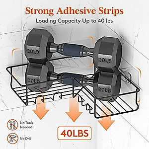 Lifewit Corner Shower Caddy, Rustproof Stainless Steel Shower Organizer, No Drilling Traceless Adhesive Shower Shelves For Bathroom & Kitchen Storage, 3-Pack Shower Shelf (Matte Black)