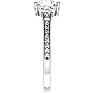 Solitaire Moissanite Engagement Ring Set, 3 CT Princess Cut Bridal Wedding Ring Set for Women, Propose Gifts Anniversary Her, VVS1 Colorless, 925 Silver, 10K 14K 18K Solid Gold (925 Silver (White Gold Plated))