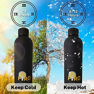 FARO Stainless Steel Water Bottle -17 Fl Oz- Double Layer Vacuum Insulated Reusable Thermos Leak Proof BPA Free thermoflask Hot Cold Water Bottles for Sport, Gym, Coffee, and School (BLACK)
