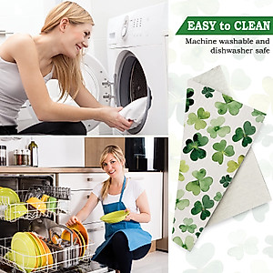 n St. Patrick's Day Swedish Kitchen Dishcloth Watercolor Green Shamrock Absorbent Cotton Kitchen Towel for Party Home Housewarming Cleaning Counter Wipes, 7 x 8 Inch, 6Pcs