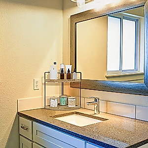 NACIMAX 2 Tier Corner Bathroom Organizer Countertop, Bathroom Counter Corner Shelf, Wood Bathroom Counter Corner Organizer, Light Brown