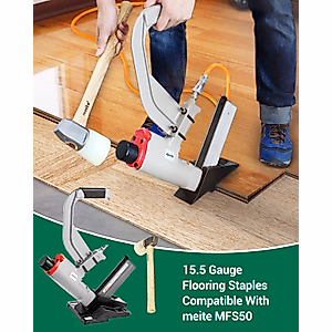 meite 15.5 Gauge Flooring Staples, 2-Inch Length 1/2-Inch Crown Hradwood Floor Staples Collated Galvanized Flooring Staples (1,012 Counts)