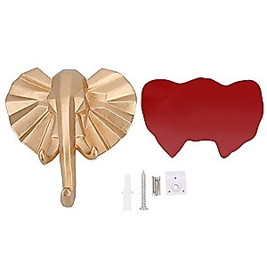 Yosoo Elephant Hook Wall Hanger, Gold Resin Hook Unique Elephant Head Design, Coat Hat Hook European Style Animal Shaped Decorative Gift for Bathroom