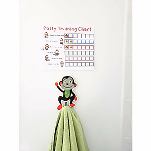 Potty Training Sticker Chart Reward- Monkey Design for Toddler Girls and Boys, Toilet Seat Motivational Weekly Progress Gift with 50 Poop Pee Sticker Sheets for Children