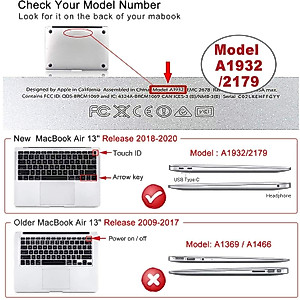 iCasso Case Compatible with MacBook Air 13 inch Case 2020 2019 2018 A2337 M1/A2179/A1932 Touch ID, Hard Shell Case, Sleeve, Screen Protector, Keyboard Cover for MacBook Air 13'' with Small Bag - Black