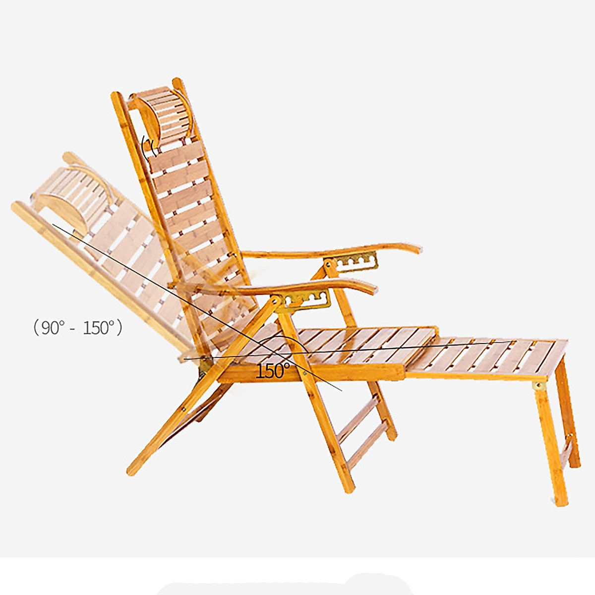 Camping chairs, beach chair, lounge chair, outdoor chairs, lawn chairs, zero gravity chairs, bamboo Lounge Chair Large Adjustable Rocking Chair Reclining Patio Chair with Headrest Pillow ( Color : Bro