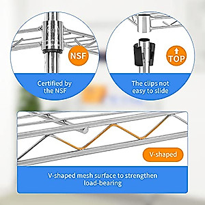 Wire Shelving Unit Metal Shelf Organizer Heavy Duty Wire Rack Storage Unit Rack Utility for Bathroom Office Kitchen (Chrome, 14" D x 24" W x 60" H)