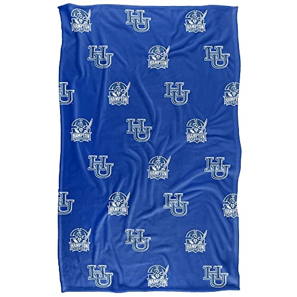 Hampton University Pirates Blanket, 36"x58" Logo Pattern, Silky Touch Sherpa Back Super Soft Throw