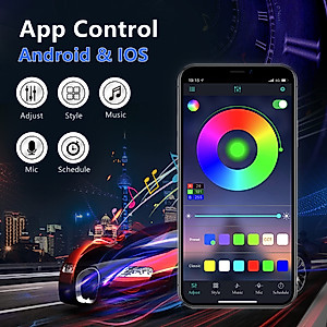 Anise Star Car LED Interior Strip Lights, RGB 16 Million Colors 5 in 1 Change with The Music, 236" Optimum Length, Automobile Ambient Neon Lighting Kit -Bluetooth APP Control and Remote Control
