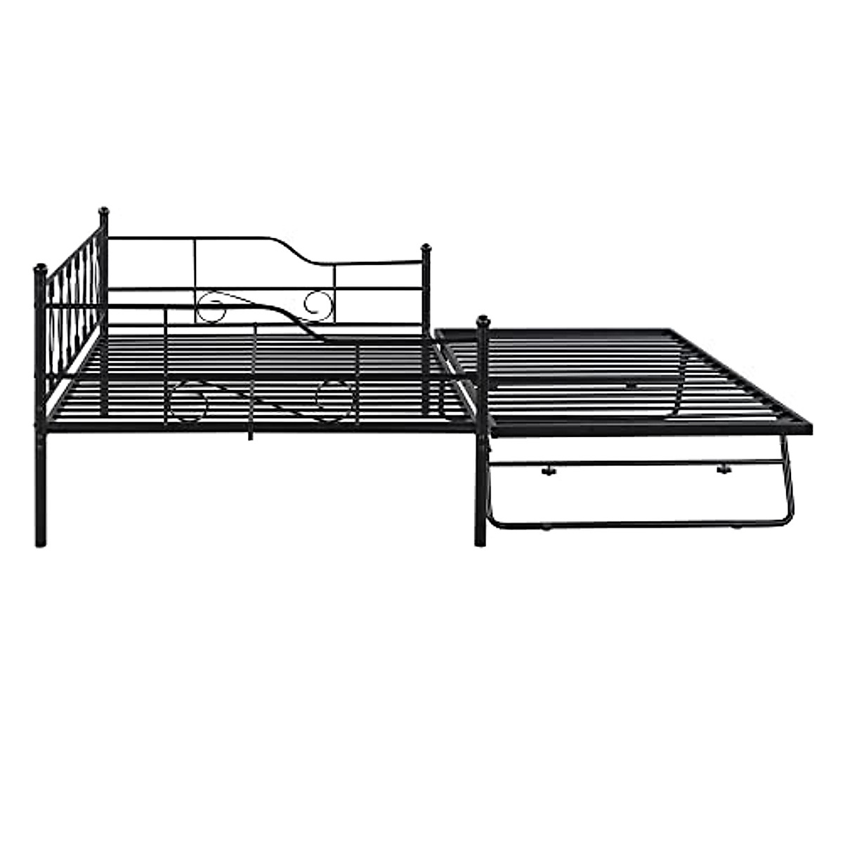 LUSPAZ Full Size Extendable Bed with Pop Up Trundle, Twin to King Daybed with Pull Out Trundle for Adults, Kids